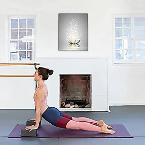 LZIMU Zen Canvas Wall Art White Lotus Flower Bloom in Water Picture Prints Wall Decor Framed Grey Painting for Yoga Spa Meditation Spiritual Room Decor (12x18in (30x45cm), Zen Artwork-3)