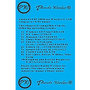 Panda 300Mbps Wireless N USB Adapter - Windows Vista/7/8/8.1/10, Mint, Ubuntu, Fedora, openSUSE, Centos, Lubuntu, Zorin, Kali Linux and Raspbian Wheezy
