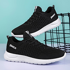 Beita Womens Running Shoes Gym Workout Shoes Walking Sneakers Anti Slip Breathable, Black, 6