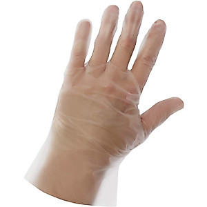 Global Glove 8600PF Thermoplastic Elastomer (TPE) Powder-Free, Clear, 2 Mil, Smooth Finish, 10-Inch Disposable Gloves (Large) - Box of 200