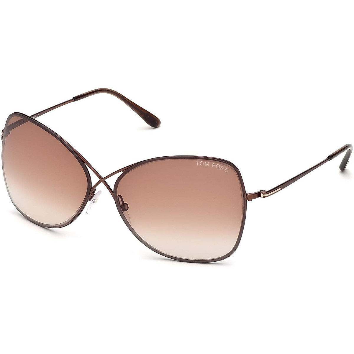 Tom Ford FT0250 Colette 48F 63MM Shiny Brown, Transparent Brown Temple Tips/Gradient Brown Butterfly Sunglasses for Women + BUNDLE with Designer iWear Eyewear Kit
