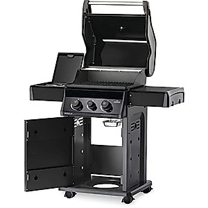 Napoleon Rogue 365 BBQ Grill, Black, Propane Gas - R365SBPK-1-OB - With Two Burners and Range Gas Side Burner, Barbecue Gas Cart, Folding Sideshelves, Instant Failsafe Ignition
