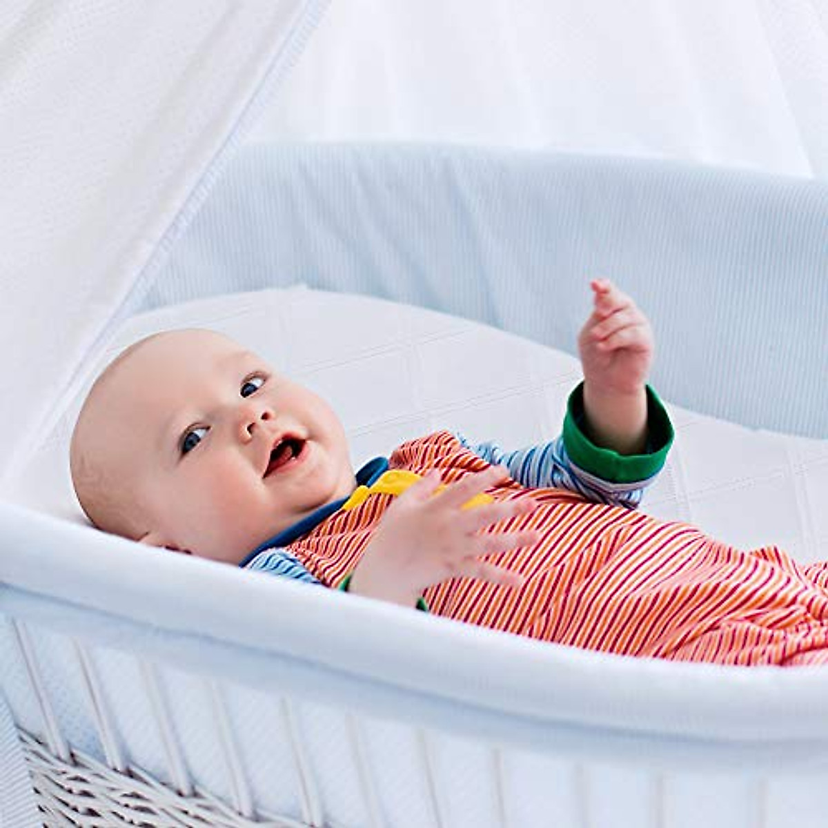 Yoofoss Waterproof Bassinet Mattress Pad Cover 2 Pack Fit for Hourglass/Oval Bassinet Mattress, Baby Bassinet Mattress Protector for Boys and Girls 32X16in