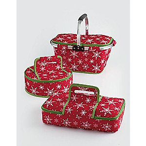 DII Christmas Holiday Insulated Casserole Carrier, 10x16x3", Perfect for Holidays, BBQ's, Potlucks, Parties, To Go Lunches, Craft/Dish Storage & Monogramming-Snowflakes