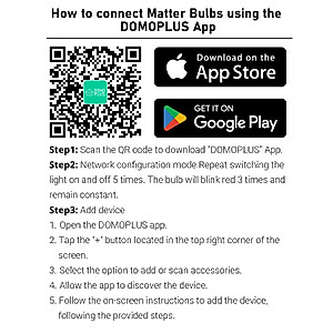 DomoPlus Matter Smart Light Bulbs, Full Spectrum Light Bulb Work with Alexa and Google Assistant, 16 Million Colors RGBWW WiFi Led Light Bulb, App & Voice Control, A19, 800Lm, 2 Pack