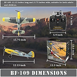 28°C RC Plane 4 Channel Remote Control Airplanes, 4-CH RC Airplane Ready to Fly BF-109 Radio Controlled Aircraft for Beginners with Xpilot Stabilization System, One Key Aerobatic Airplane(76111 RTF)