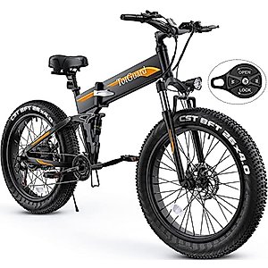 TotGuard 26" Fat Tire Electric Bike 500W 21.6MPH Ebike Foldable Adult Electric Mountain Bicycles with 48V 10Ah Battery and Lockable Suspension Fork
