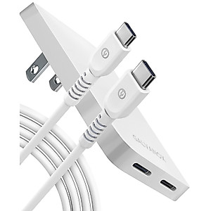 Flat 2-Port USB C Wall Charger, Ultra Slim Dual Power Adapter with Type-C Cable (20W) Fast Charging for iPhone 15, Pro Max/Samsung Galaxy Models (Folding Prongs)