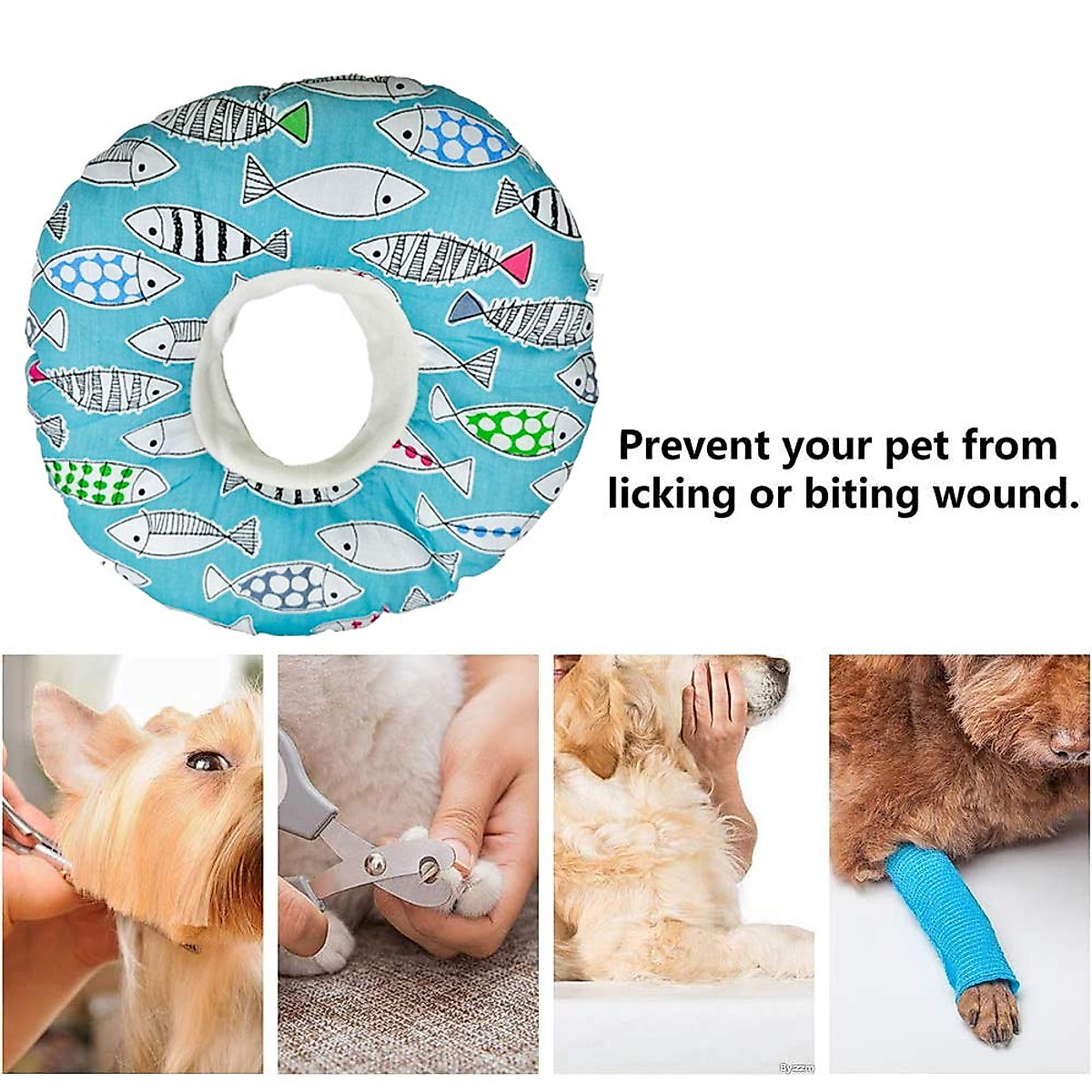 Andyrex Cat Recovery Collar Soft Adjustable - Cute Neck Cone After Surgery for Head Wound Healing Protective Cone After Surgery Elizabethan Collars for Cat and Puppy (Medium)