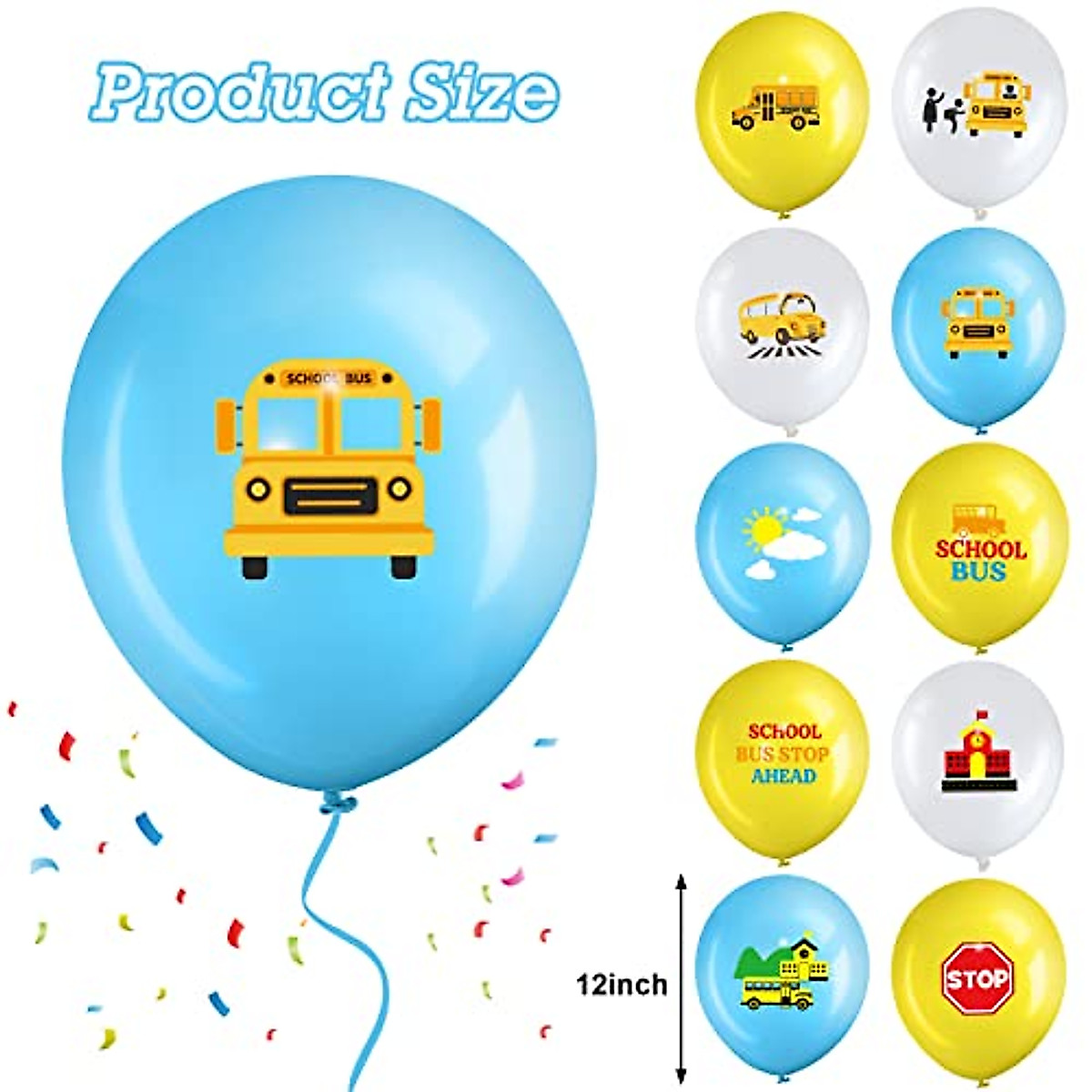 40 Pieces Back To School Party Decorations Balloons Yellow School Bus Latex Balloon Welcome Back To School First Day of School Balloons For Kids Birthday School Party Supplies(School Bus Style)
