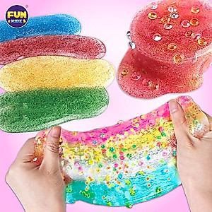 35.16 FL OZ Crystal Clear Slime for Kids, FunKidz 4 Pack Huge 1040 ML Glassy Slime Pack Toy Premade Water Slime Kit for Girls Boys Party Gift