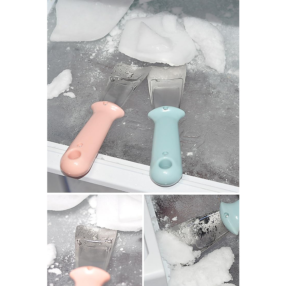 AKOAK Refrigerator Deicer, Freezer Cleaning Spatula Stainless Steel Defrost Spatula, Deicing Cleaning Gadget - Effectively Extend Refrigerator Life, Pack of 1 (Pink)
