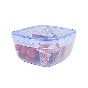 Superio Sealed Food Container, Large Meal Prep Container, 4 Quart, 16 Cups, 128 Oz, Lunch Prep Containers for College, School, Food Bowl with Latches- Clear Bin with Leakproof Lid, BPA Free