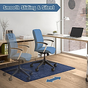 Corduroy Chair Mat for Hardwood Floor, 55"x35" Office Chair Mat Desk Chair Mat for Rolling Chair, Large Anti-Slip Backing Low-Pile Office Rug Floor Mat for Office/Home Blue