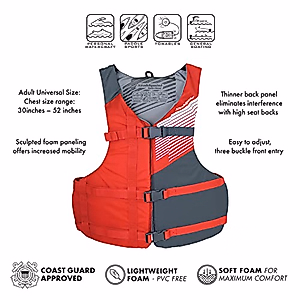 Stohlquist Fit Adult PFD Life Vest | Pack of 4 | Coast Guard Approved, Adjustable Size, Unisex, Lightweight, High Mobility, PVC Free Life Jacket - Value Pack