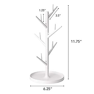 YAMAZAKI home Branch Glass Stand-Tree Holder Cup Organizer, 13.40 x 6.30 x 6.30 inches, White