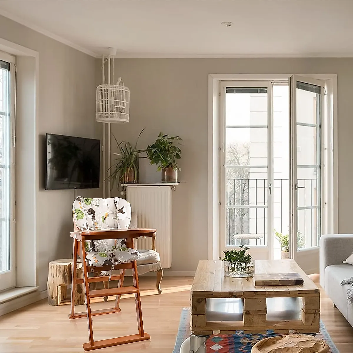 Lomgwumy High Chair Pad,high Chair Cover/seat Cushion, Light and Breathable, Soft and Comfortable, Cute Pattern, Suitable for Most High Chairs, Baby Dining Chairs (Grey Sheep Pattern)