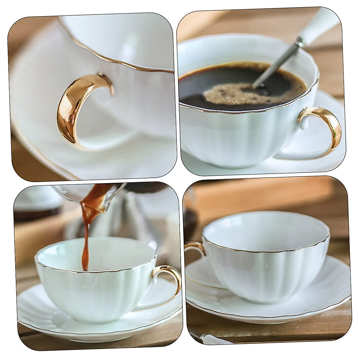 DOITOOL 1 Set Coffee Cup Set Tea Cup with Spoon and Saucer Coffee Cup with Dish Coffee Cups and Saucer Espresso Glasses Espresso Cups and Saucer British White Ceramics Lovers Drinking Cup