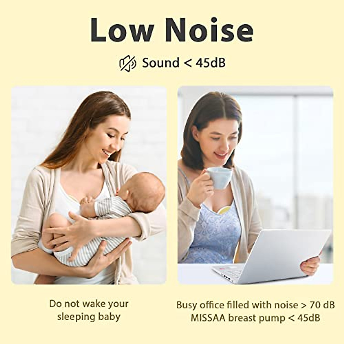 MISSAA Wearable Breast Pump Hands Free, Double Electric Portable Wireless Breast Pumps, Low Noise 2 Modes & 9 Levels Adjustable Painless Strong Suction Power, 24mm Flange
