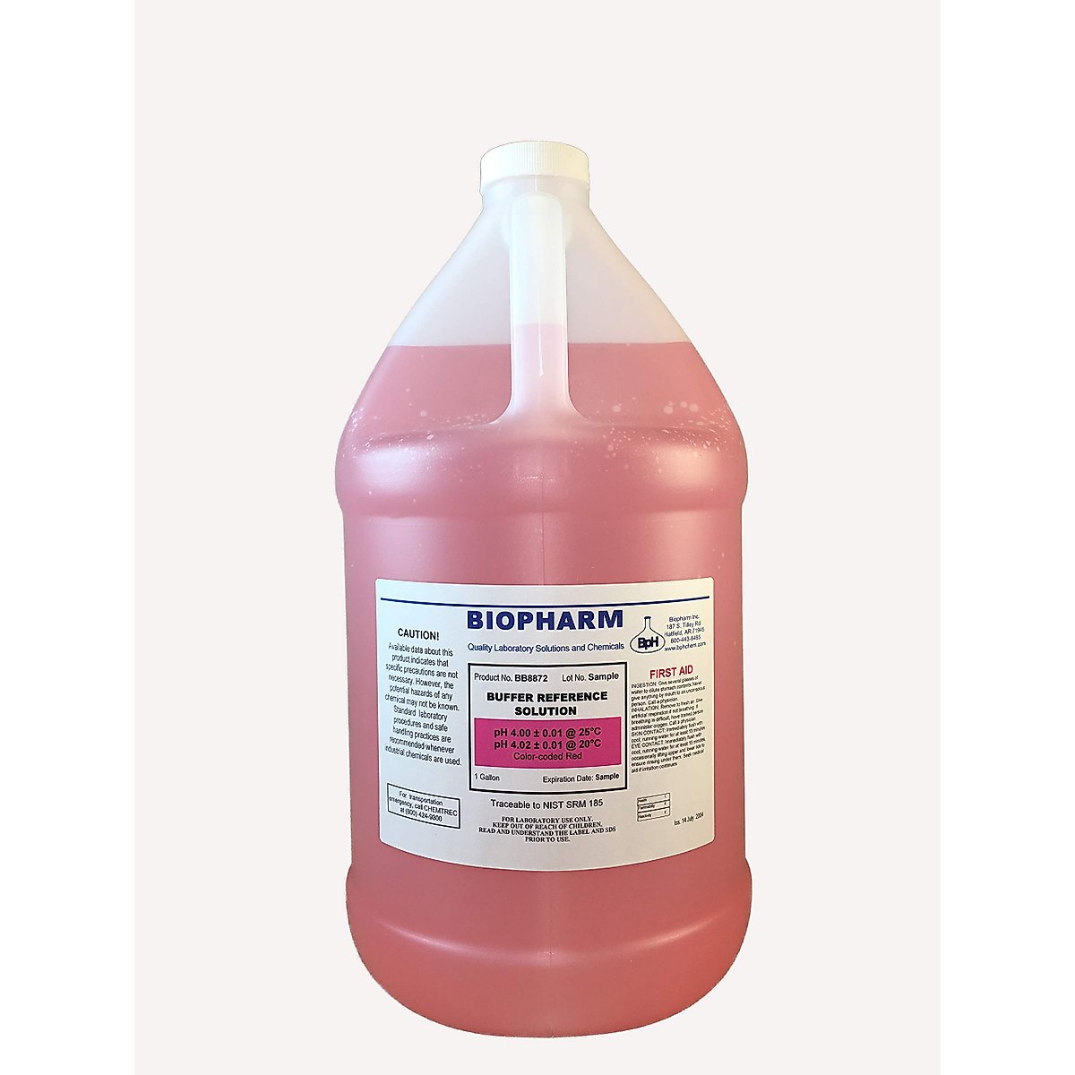 pH Buffer Calibration Solution, pH 4.00 — 1 Gallon — NIST Traceable Reference Standards for All pH Meters — Color Coded Red