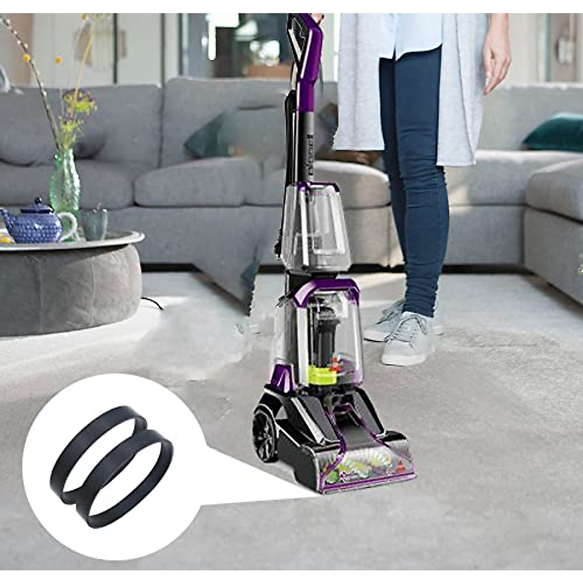 Replacement Vacuum Belts for Bissell 2910, 2910W,1986, 2987, 29878, 29879, 2806, 28062, 28068, P2283,22839,22837 PowerForce/TurboClean PowerBrush Pet Carpet Cleaner,Parts# 1606428 (2Pack)