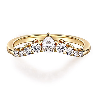 MOOSEA Unique Moissanite Wedding Band for Women, D Color VVS1 Oval and Round Cut Moissanite Rings 14K Yellow Gold Vermeil Moissanite Anniversary Rings for Women Promise Rings for Her