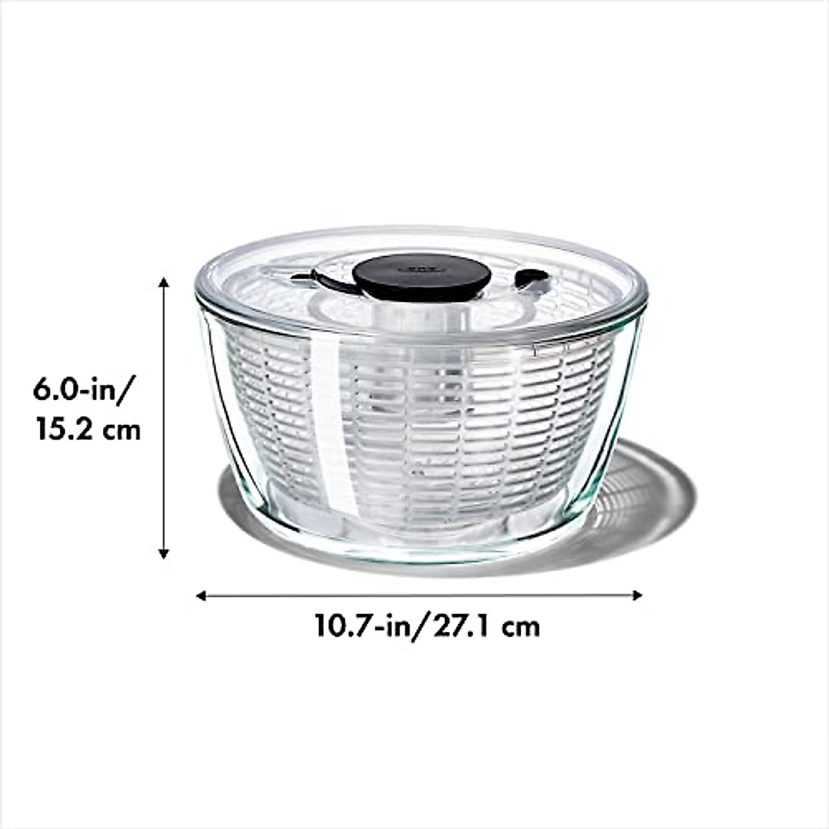 OXO Good Grips Glass Salad Spinner, Large/6.22 Quart, Clear