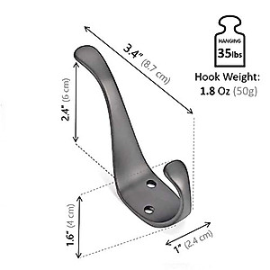 Ambipolar 10-Pack Elegant Coat Hooks Wall Mounted, Decorative Heavy Duty Double Matt Black Wall Hooks for Hanging, Coat Hooks, Purse Rack, Hat Hooks with Screws