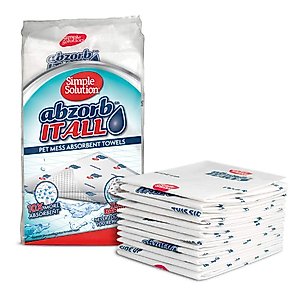Simple Solution Abzorbitall Pet Mess Absorbent Towels | Multi-Surface Urine & Dog Poop Cleaning Sheets | 12 x 17 | 30 Towels