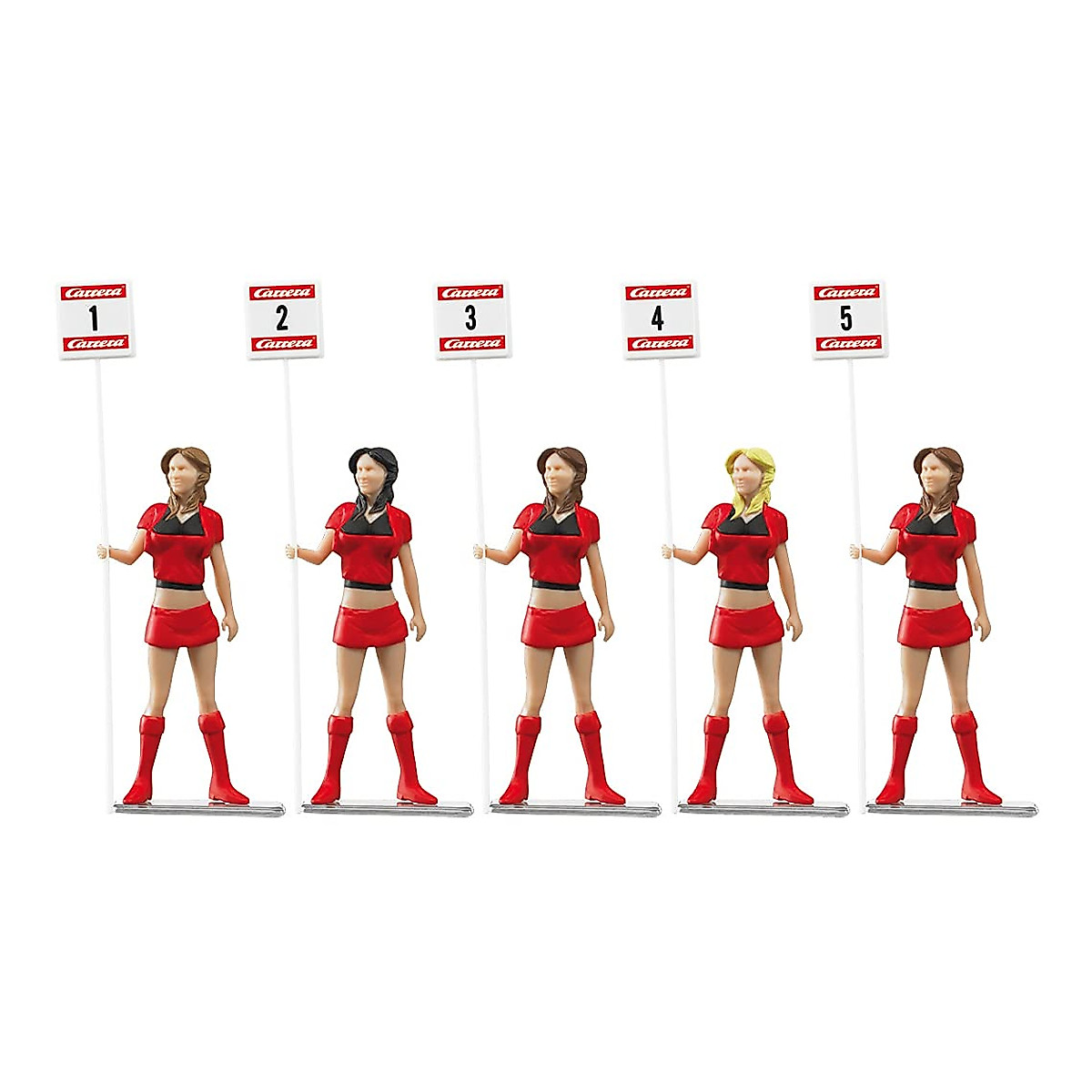 Carrera 21123 Set of Grid Ladies Realistic Scenery Accessory for Slot Car Race Track, Red