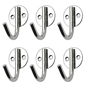 Geenite Stainless Steel Single Wall Hook Round Bottom Towel Coat Clothes Hooks Holders for Bedroom Bathroom Kitchen Fashion Durable 6 pcs