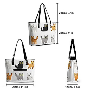 Womens Handbag Animal Cat Leather Tote Bag Top Handle Satchel Bags For Lady