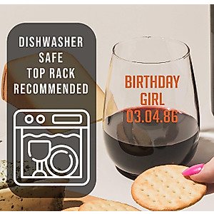 Personalized Printed 17oz Stemless Wine Glass, Gifts for Women, Customized Christmas Gifts, Unique Custom Gifts for Mother's Day, Customizable Bridesmaid Birthday Wine Tumbler, Your Text Here