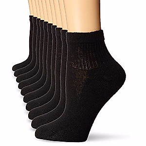Hanes Womens Value, Ankle Soft Moisture-wicking Socks, Available In 10 And 14-packs Athletic-socks, Black - 10 Pack, 5-9 US