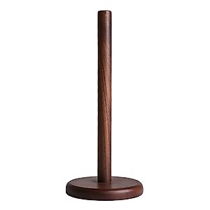 UPTALY 1 pcs Paper Towel Holder (12.2'' x 5.3''), Solid Black Walnut Wood, with Round Wooden Base, no Splicing Base, Standing Paper Towels Dispenser, Vintage Kitchen Paper Hanger Rack