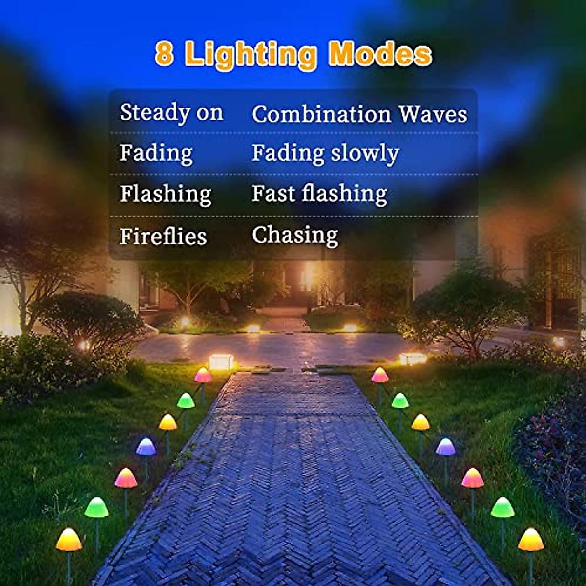Mengji Life Solar Garden Lights, Garden Decor Solar Mushroom Lights Outdoor Waterproof - 20 Pack 8Modes