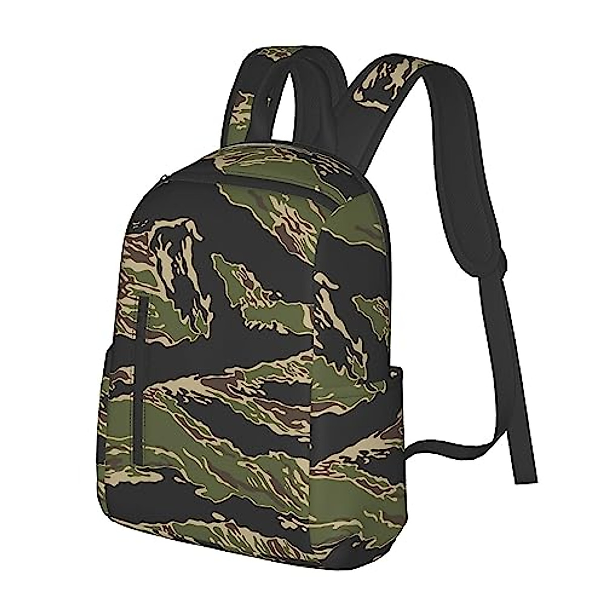 Lightweight Compatible with Army Military Camouflage Vietnam Tiger Stripe Camo Backpack College Travel Daypack for Men Women, Anti Theft Middle Backpack Large Capacity for Picnic Hiking
