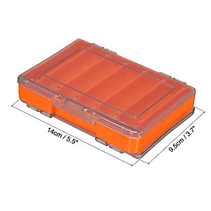 PATIKIL Two-Sided Plastic Box Fishing Lure Storage Container, 2 Pack 12 Grids Fish Tackle Organizer, Orange