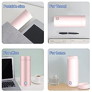 Travel Electric Kettle, 400ml Portable Electric Kettle for Boiling Water, Water Boiler with Keep Warm Function, Small Portable Kettle Travel Tea Kettle with Fast Boil and Automatic Shut of (Pink)