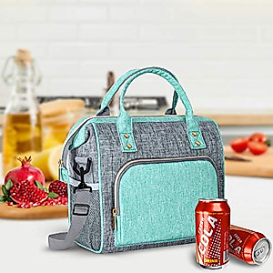 Lunch Bags for Women, Insulated Lunch Bag Reusable Lunch Bag Leakproof Large Lunch Bag with Adjustable Shoulder Strap, Multi-Pocket Lunch Bag for Work, Office, Picnic, Outdoor (Green)