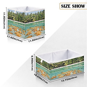 Kigai Storage Basket Tropical Palm Trees & Starfishes Foldable Storage Bin 11 X 11 X 11 Inches Cube Storage Baskets Box for Shelves Closet Laundry Nursery Bedroom Home Decor