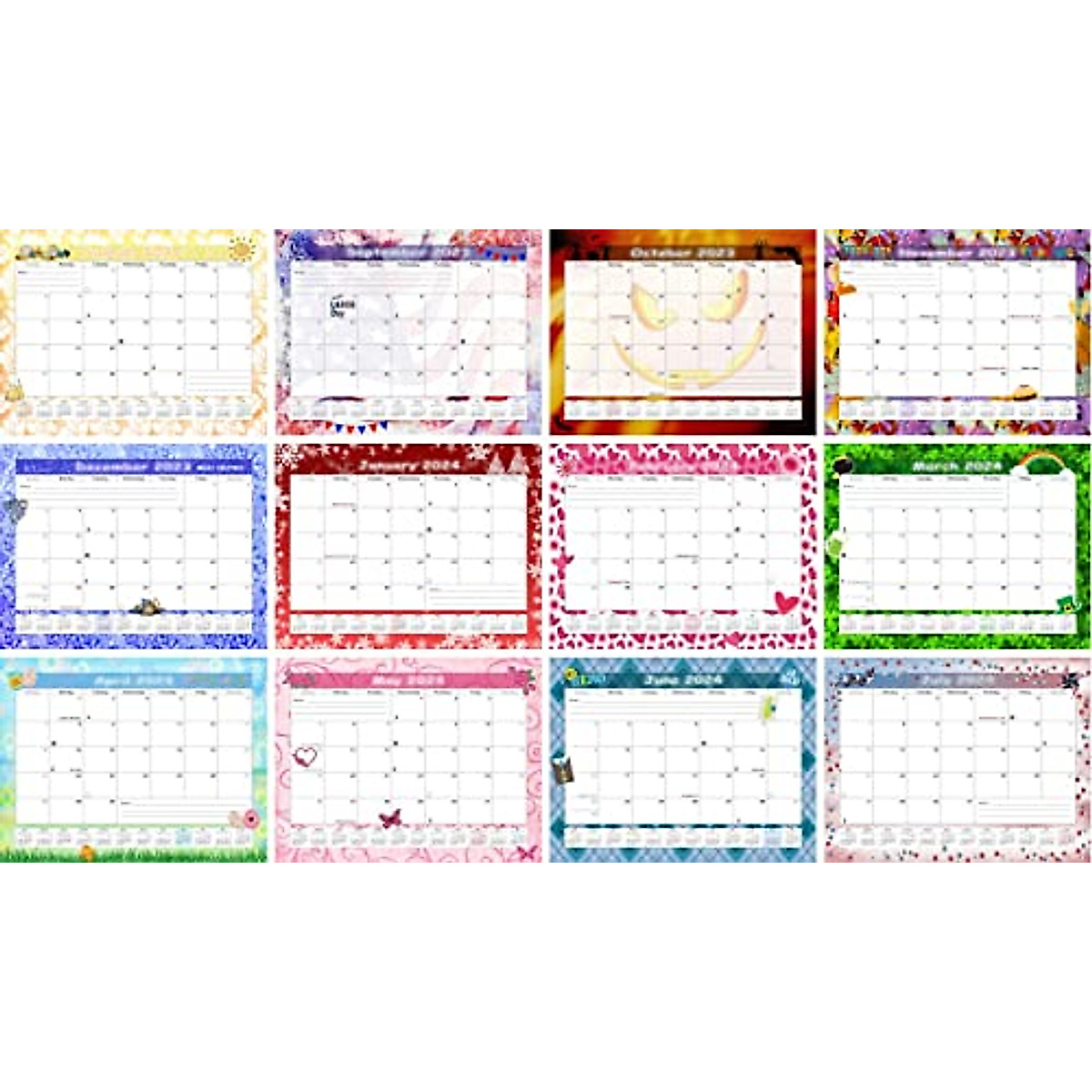 2023-2024 Academic Year 12 Months Student Calendar/Planner in Protective Sleeve for 3-Ring Binder, Desk or Wall -v003