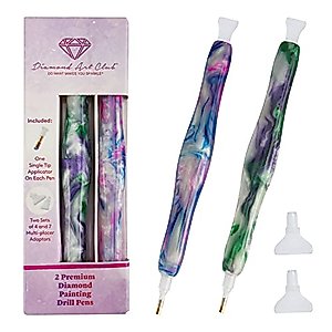 DIAMOND ART CLUB Premium Drill Pen, Comfortable Diamond Painting Pen, Diamond Art Accessories and Tools, 2 Pack, Carnival Delight and Royal Rhapsody Swirl