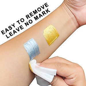 MEICOLY Metallic Silver Face Body Paint,2.1Oz Smudge-proof Silver Face Paint for Halloween Tin Man SFX Cosplay Makeup,Water Based Washable Full Body Paint for Adults and Kids