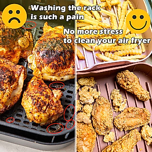 Air Fryer Liners 8 Inch Square Silicone Pot for 4-7 QT Air Fryer Accessories Food Grade Kitchen Replacement Basket Silicone Liners for Oven Microwave, No Need to Clean the Fryer, Pink