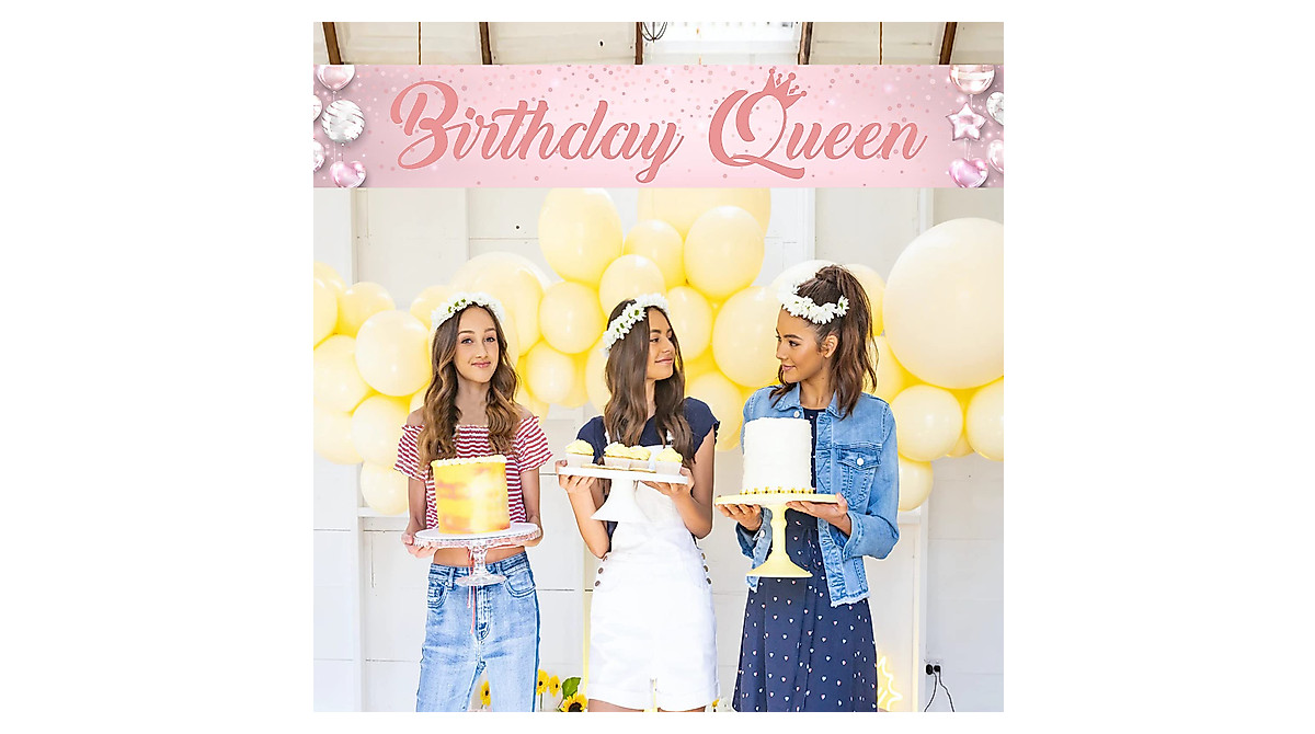 Pink Birthday Queen Banner - Large Outdoor Party Decor
