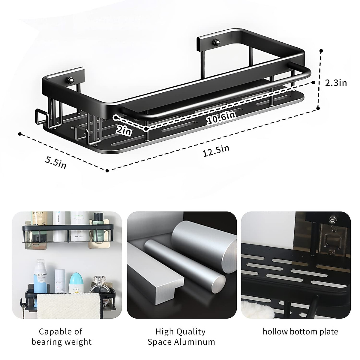 LYGJMYOK Black Kitchen Sink Caddy Sponge Holder, Stainless Steel Suction Cup Kitchen Sink Organizer With Dishcloth Rack, No Drill Rustproof Soon Clean Kitchen Sink Caddy Removable Drain Tray