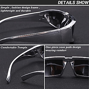 GUVIVI Wrap Around Trendy Sunglasses For Womens Men Fashion Futuristic Rectangle Sunglasses Thick Chunky Sun Glasses Eyewear