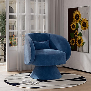 Nolohoo Swivel Accent Chair Set of 2, Upholstered Swivel Cuddle Barrel Sofa Chairs for Living Room, Comfy 360 Degree Modern Round Swivel Armchair for Bedroom, Office, Hotel (Teal, Linen)