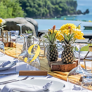 Roowest Wood Place Card Holders 4.5 Inch Rustic Wooden Table Number Holder Stands Acrylic Sign Holders Name Card Holder for Wedding Events Birthday Party Home Decoration(36 Pcs)